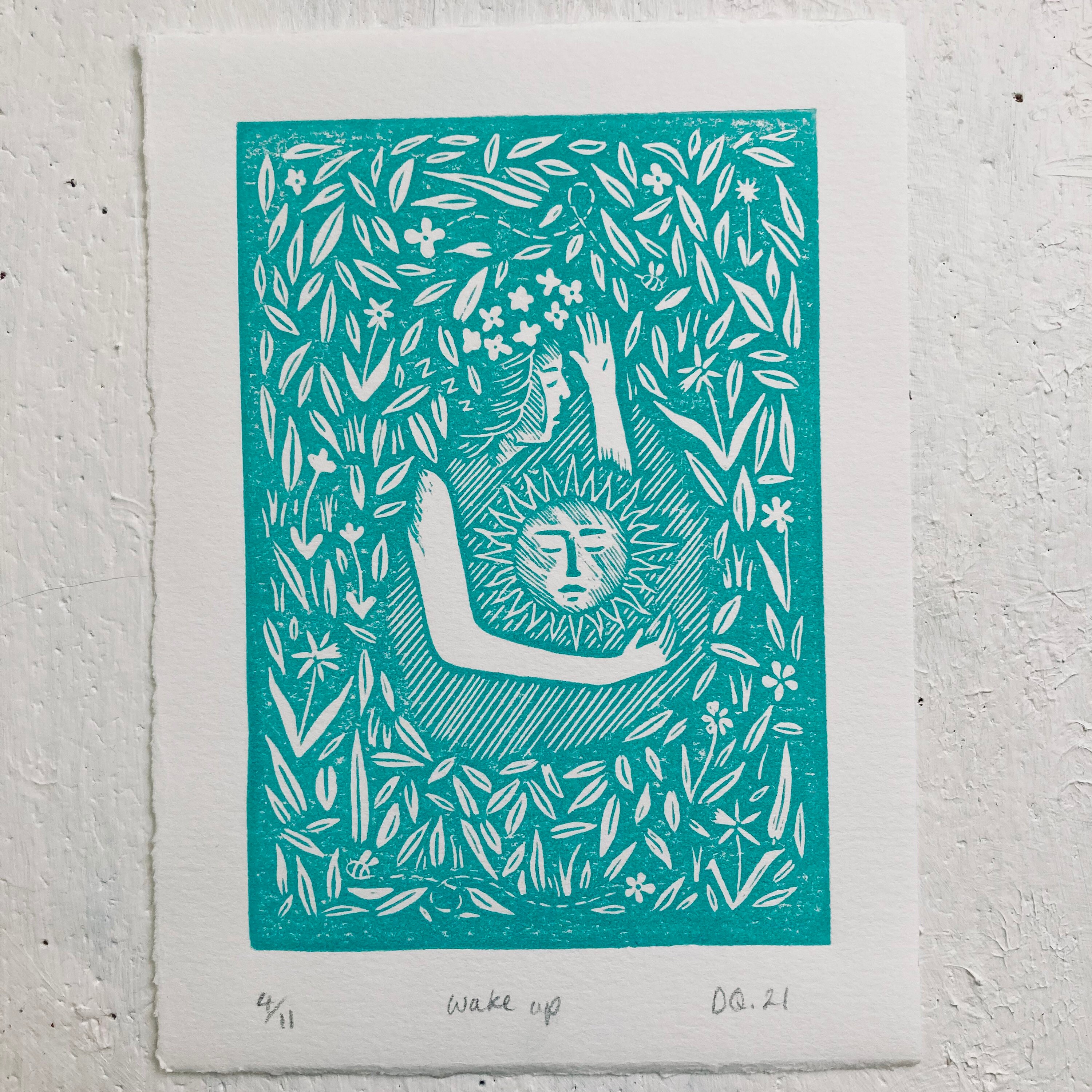 Wake up spring inspired lino print | Etsy