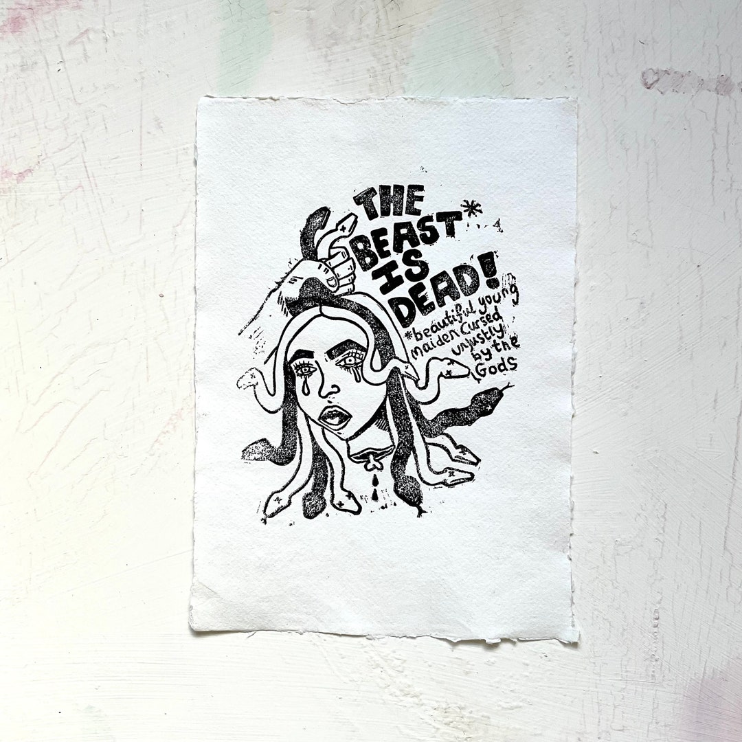 Medusa the Beast is Dead Lino Print - Etsy