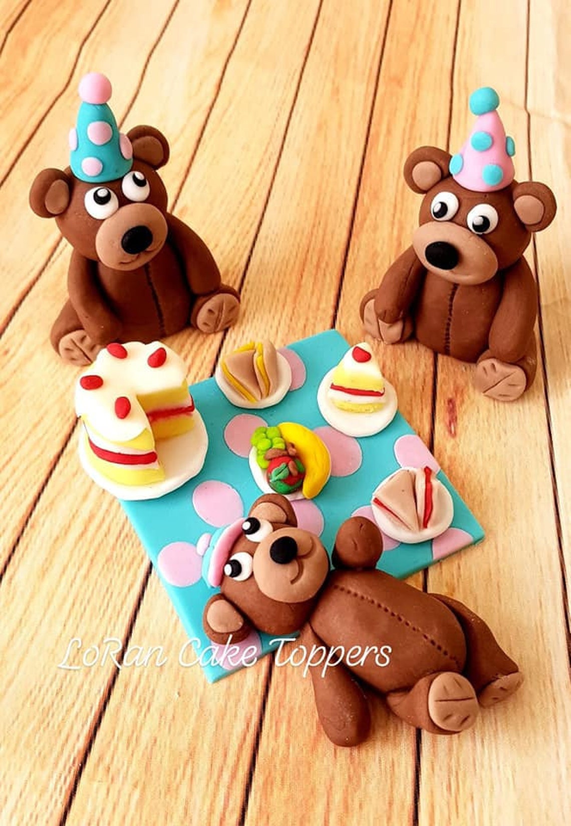 Handmade Edible Cake Topper Decoration Teddy Bears Picnic - Etsy