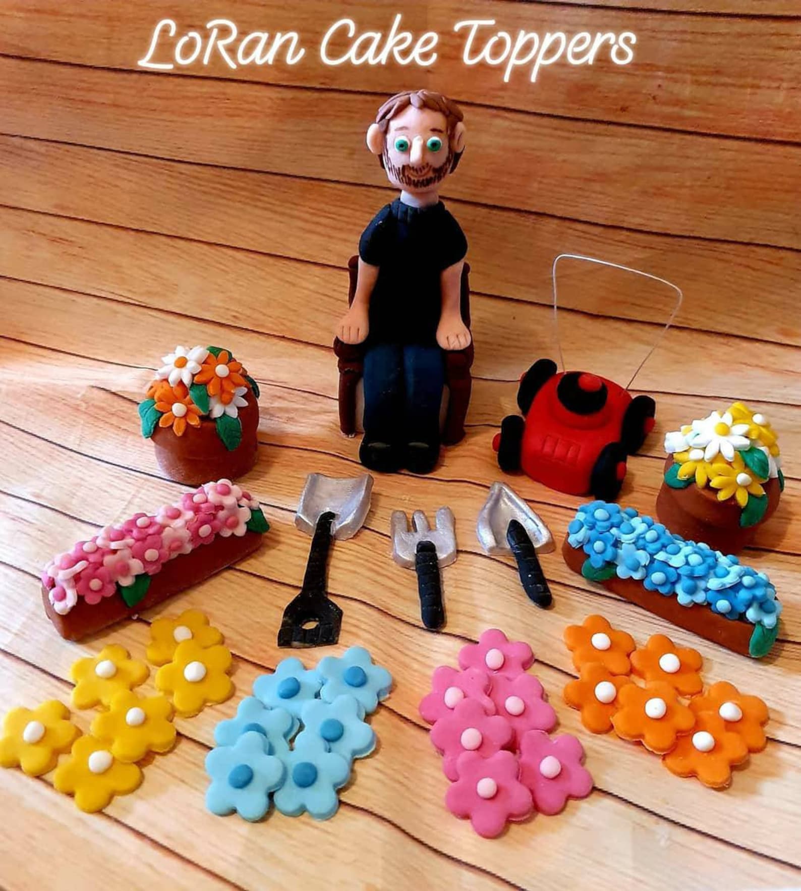 Handmade Edible Cake Topper Decoration Gardener Lawnmower - Etsy UK