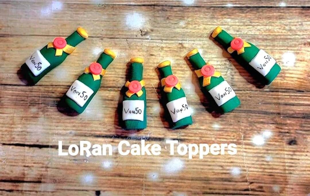Handmade Champagne Bottle Cake Toppers, Edible Fondant Decoration - Etsy