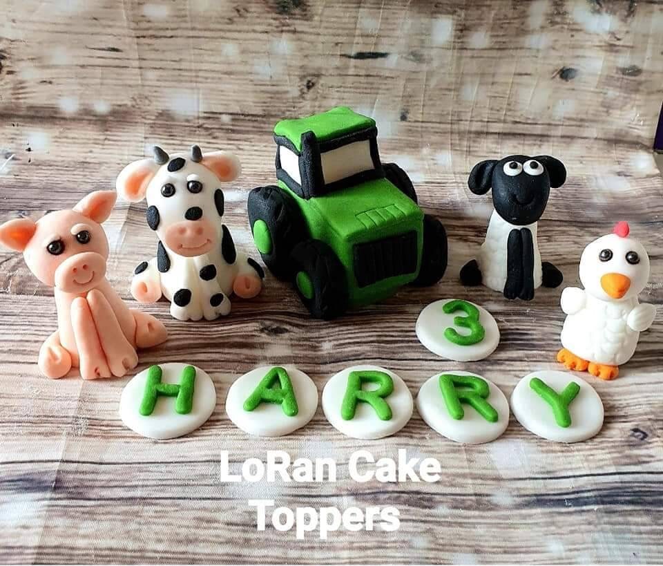 Handmade Edible Cake Topper, Decoration, Farmyard, Tractor, Pig, Sheep ...