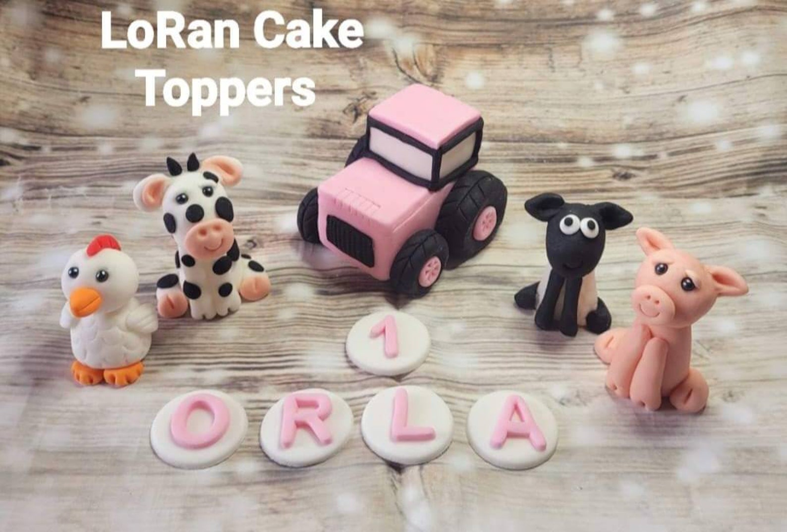 Handmade Edible Cake Topper, Decoration, Farmyard, Tractor, Pig, Sheep ...