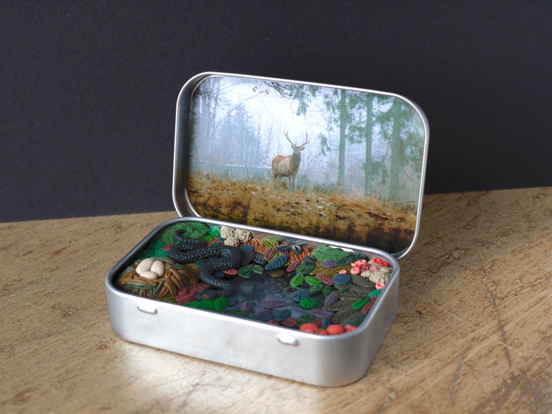 Forest Diorama Tin Box Diorama Mini Pond Repurposed - Etsy