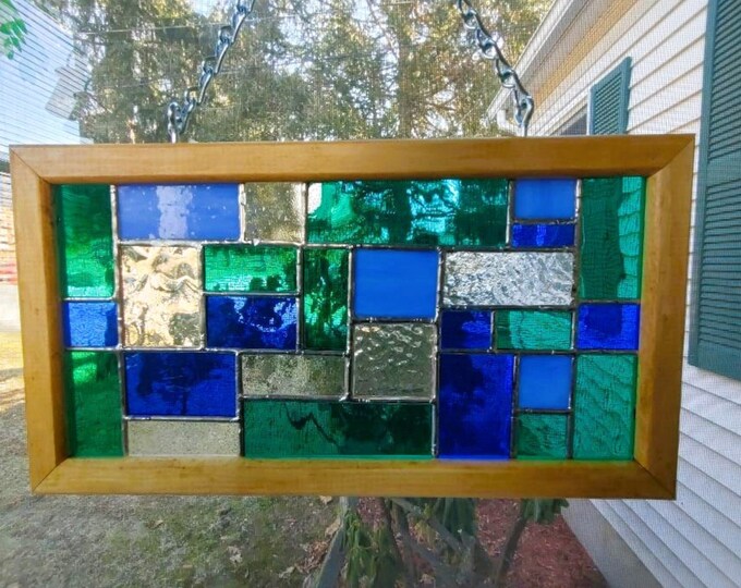 Stained Glass Window, Stained Glass Panel, Blue and Green Glass, Window ...