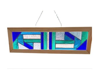 Blue and Clear Stained Glass Window/paneltransom - Etsy