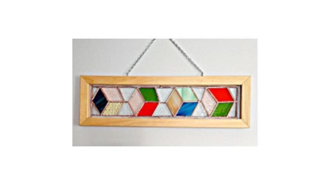 Stained Glass Window Hanging, Colorful Glass, Cube Designs, Suncatcher ...