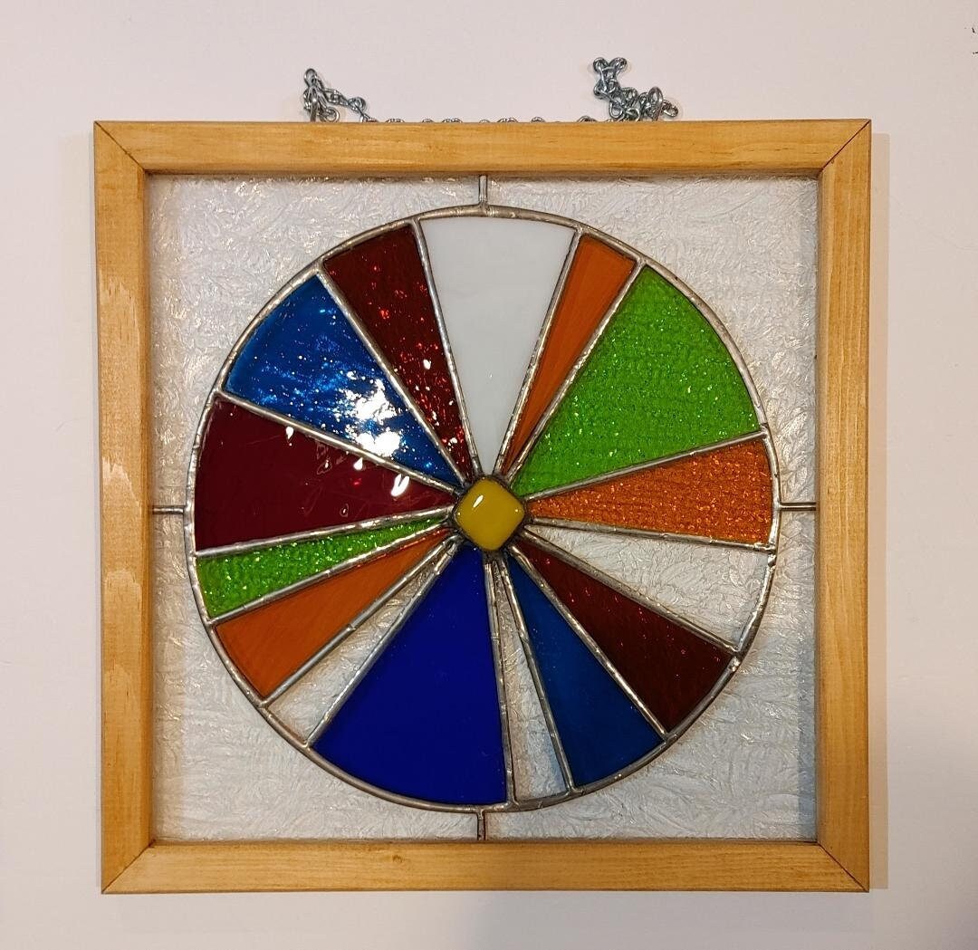 Stained Glass Window Hanging Colorful Pinwheel - Etsy