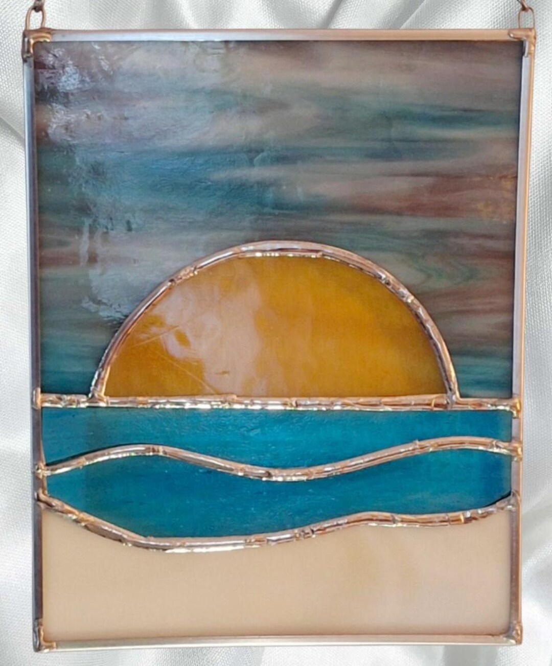 Stained Glass Window, Ocean, View of Sunrise, Colorful Glass, Unique ...