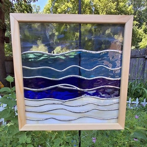 Stained Glass Window, Ocean Beach Theme, Beautiful Blue Glass, Window ...