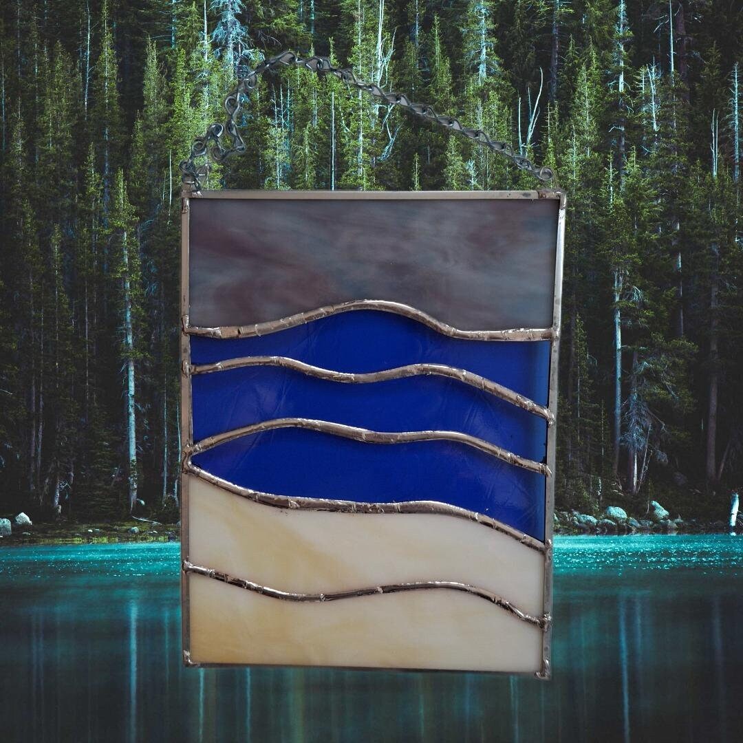 Stained Glass Window, Beach Ocean Theme, Suncatcher, Unique Gift Idea ...