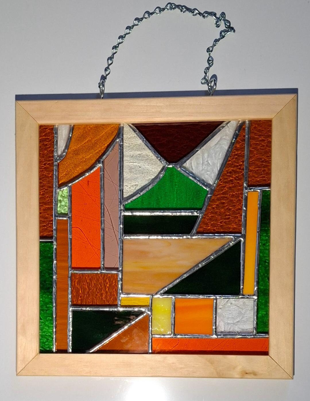 Stained Glass Window, Autumn Colored Glass, Green, Yellow, Orange Glass ...