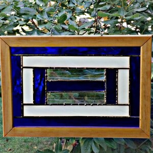 Blue and White Stained Glass Window - Etsy