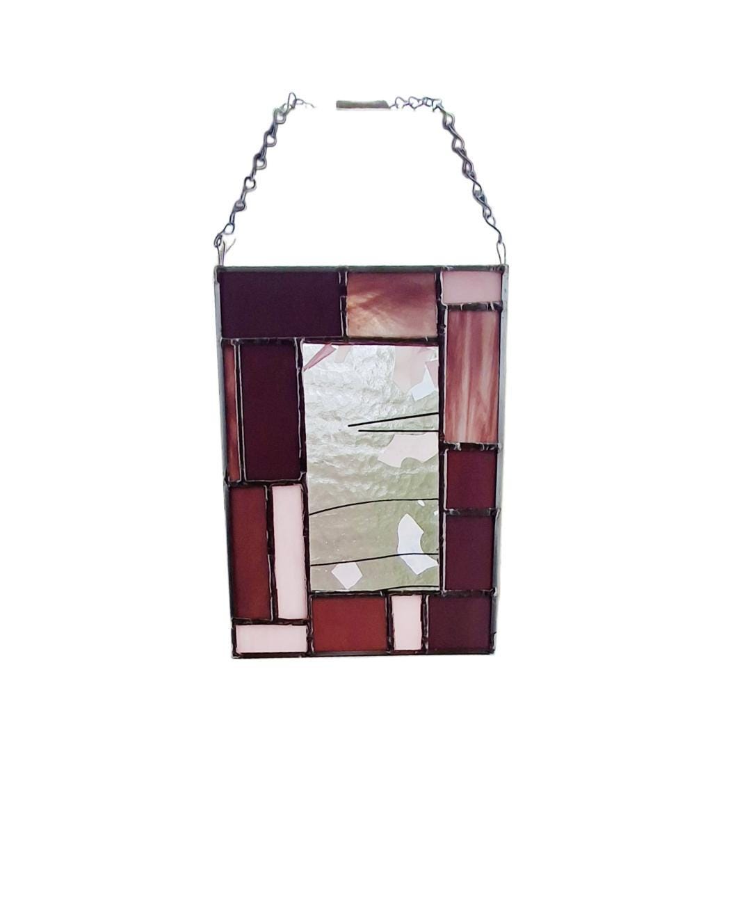 Stained Glass Window, Purple and Pink Glass, Window Hanging, Wall Decor ...