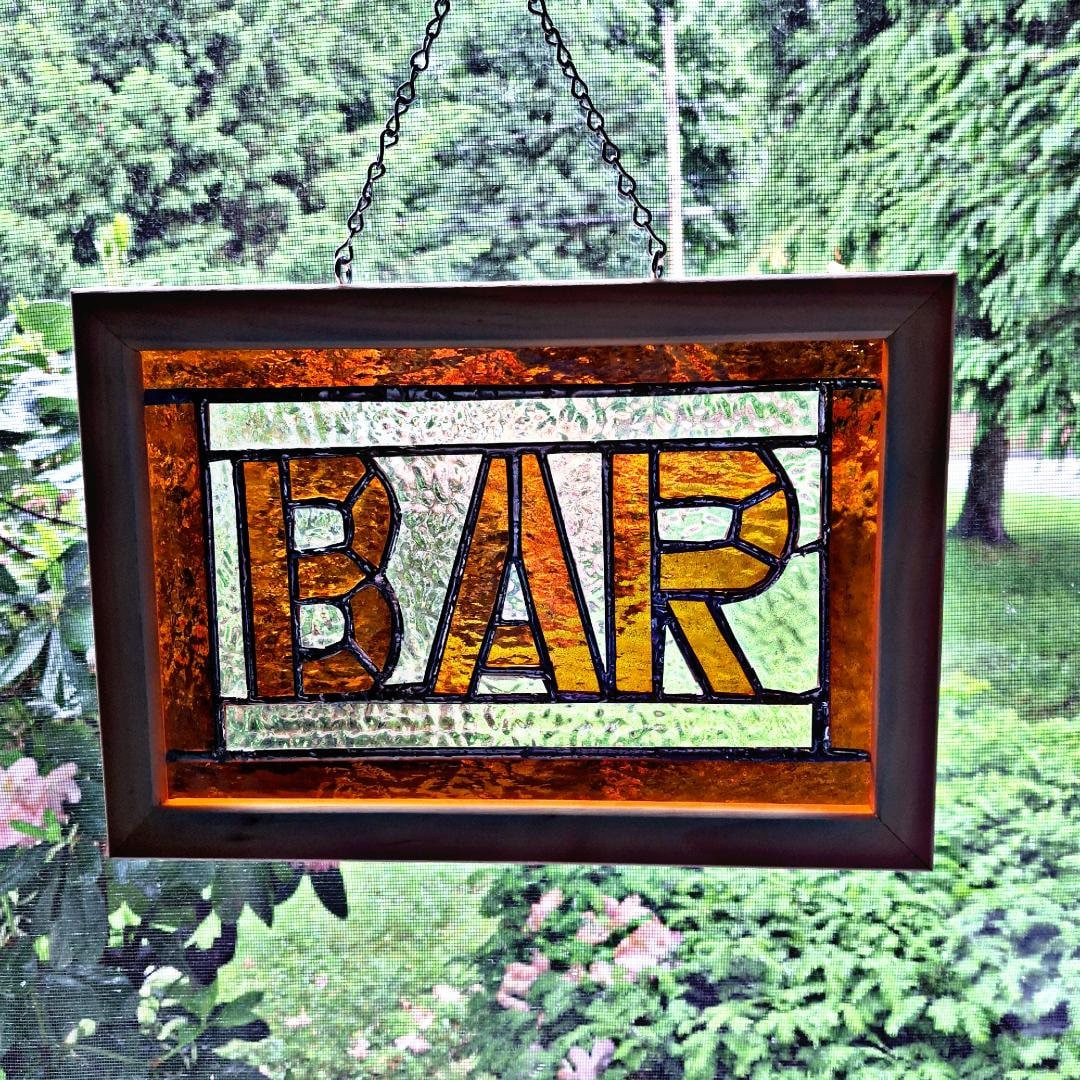 Stained Glass Window, Bar Sign, Window Hanging, Suncatcher, Wall Decor ...