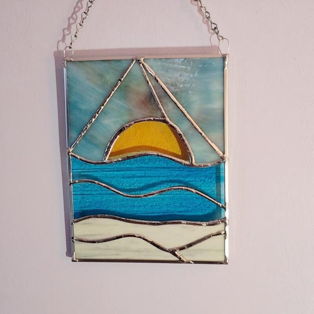 Stained Glass Ocean Sunrise, Suncatcher - Etsy