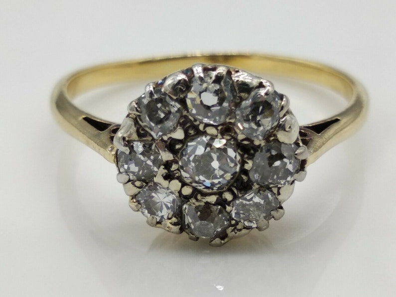 Antique 18ct Yellow Gold and Platinum Diamond Cluster Style Ring - Etsy