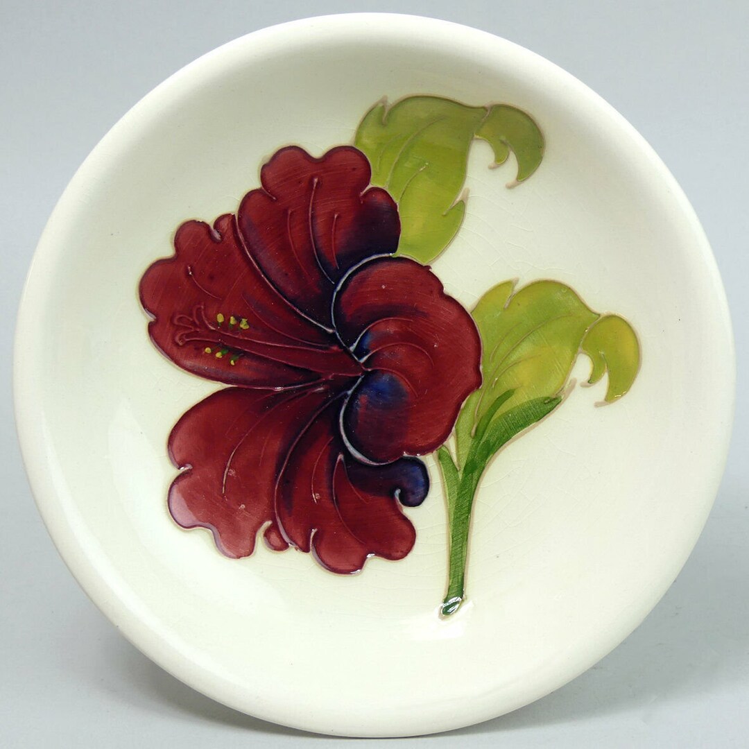 MOORCROFT ART POTTERY Hibiscus Pattern Ivory Ground Plate 1980'S - Etsy UK