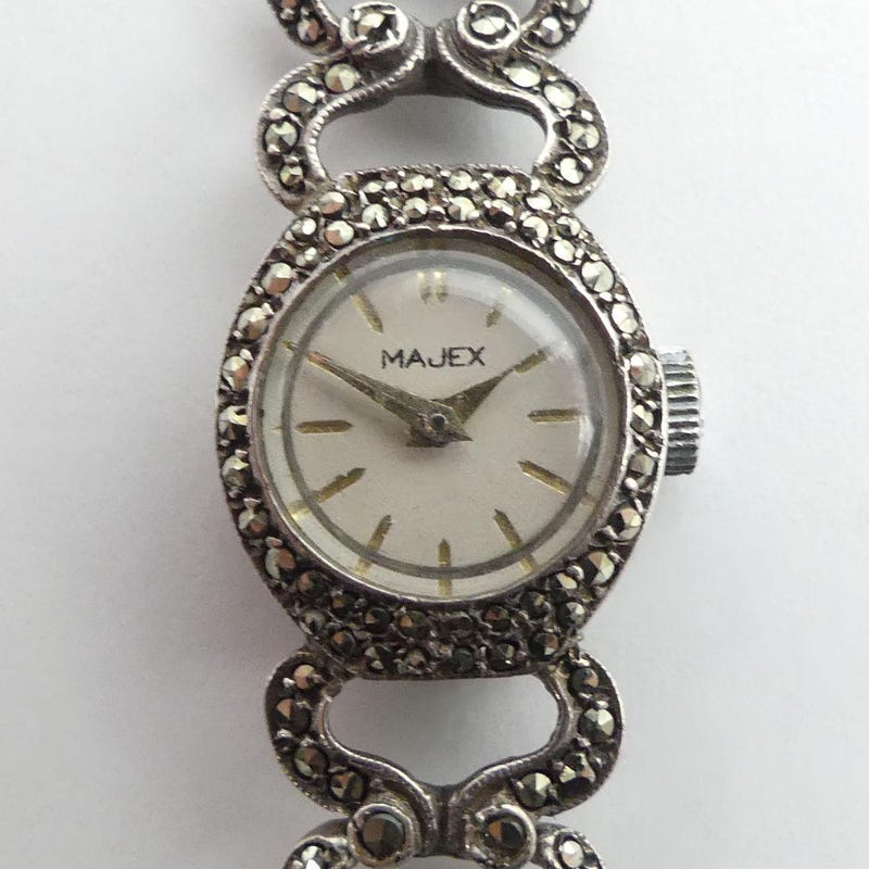 Vintage Marcasite Sterling Silver Watch - Etsy New Zealand