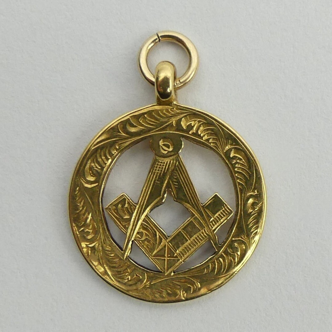GEORGE V ANTIQUE 18ct Gold Masonic Fob Pendant Birm. 1919 - 4.8 Grams ...