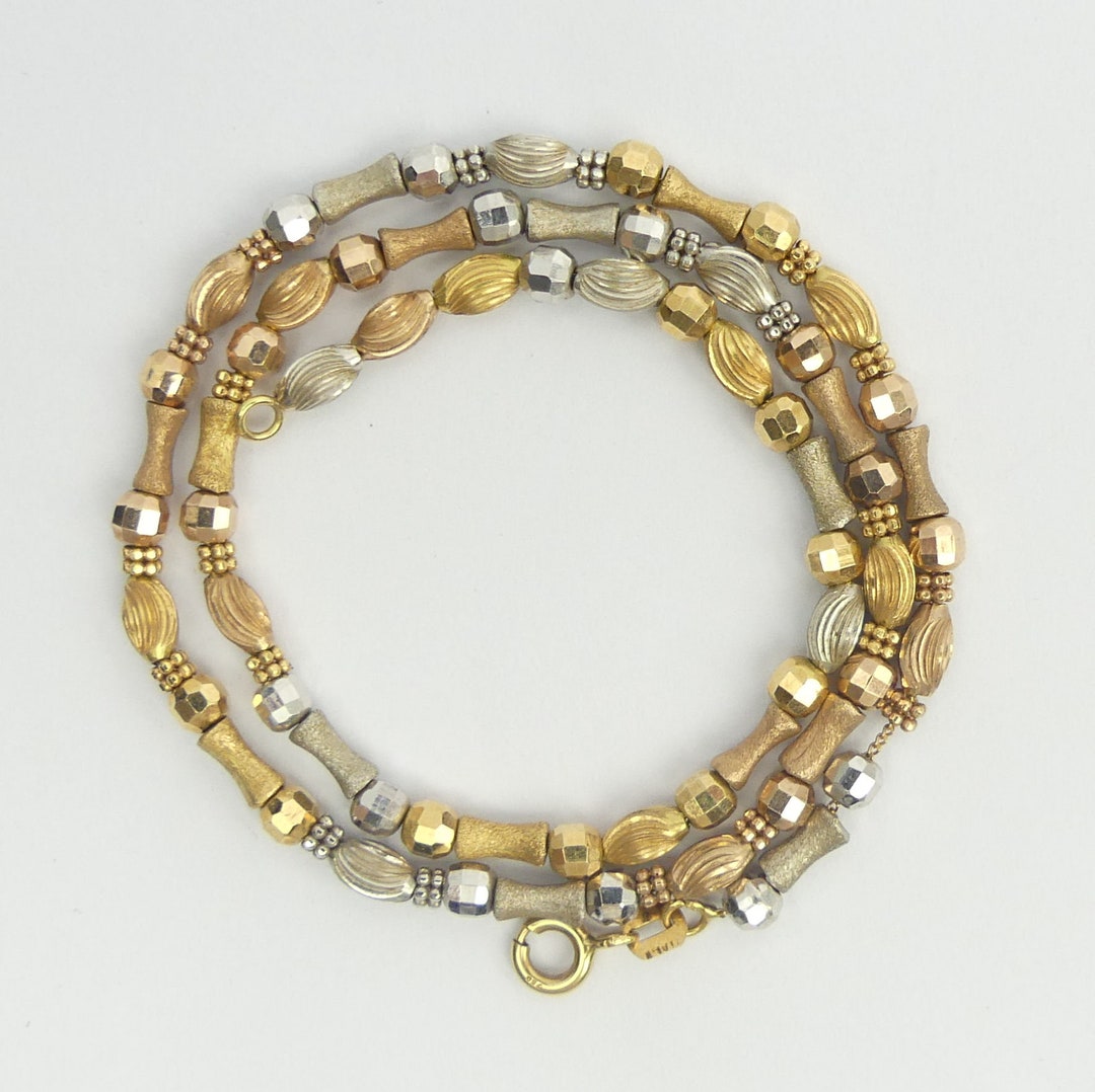 STYLISH 18CT GOLD Three Colour 40 Cm Chain Necklace 14.7 - Etsy