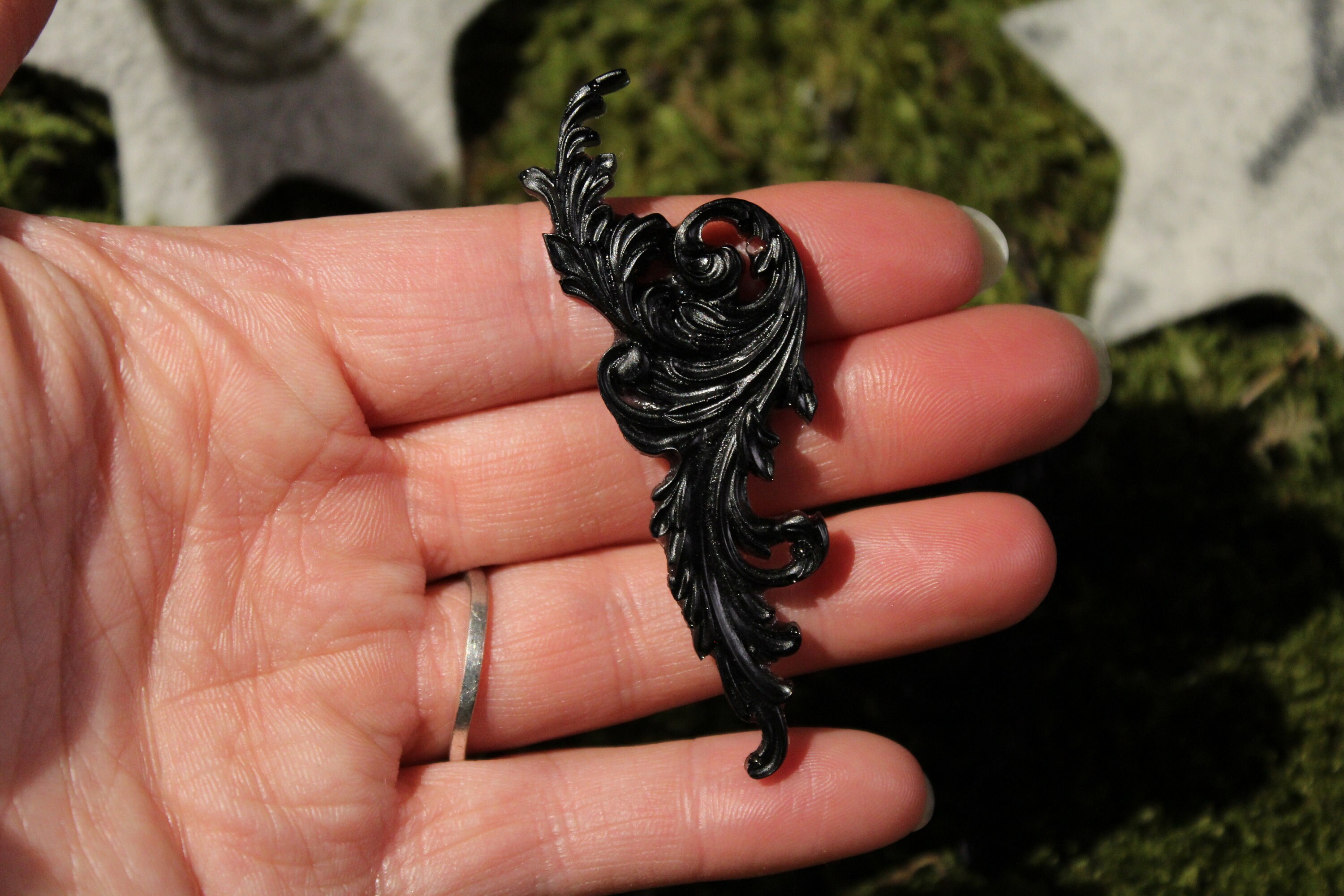 Baroque Earrings Floral Plug Slang Black Handmade Frills - Etsy UK