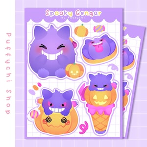 Spooky Gengar Sweets · Cute Stickers · Vinyl Sticker Sheet · Pokemon ...