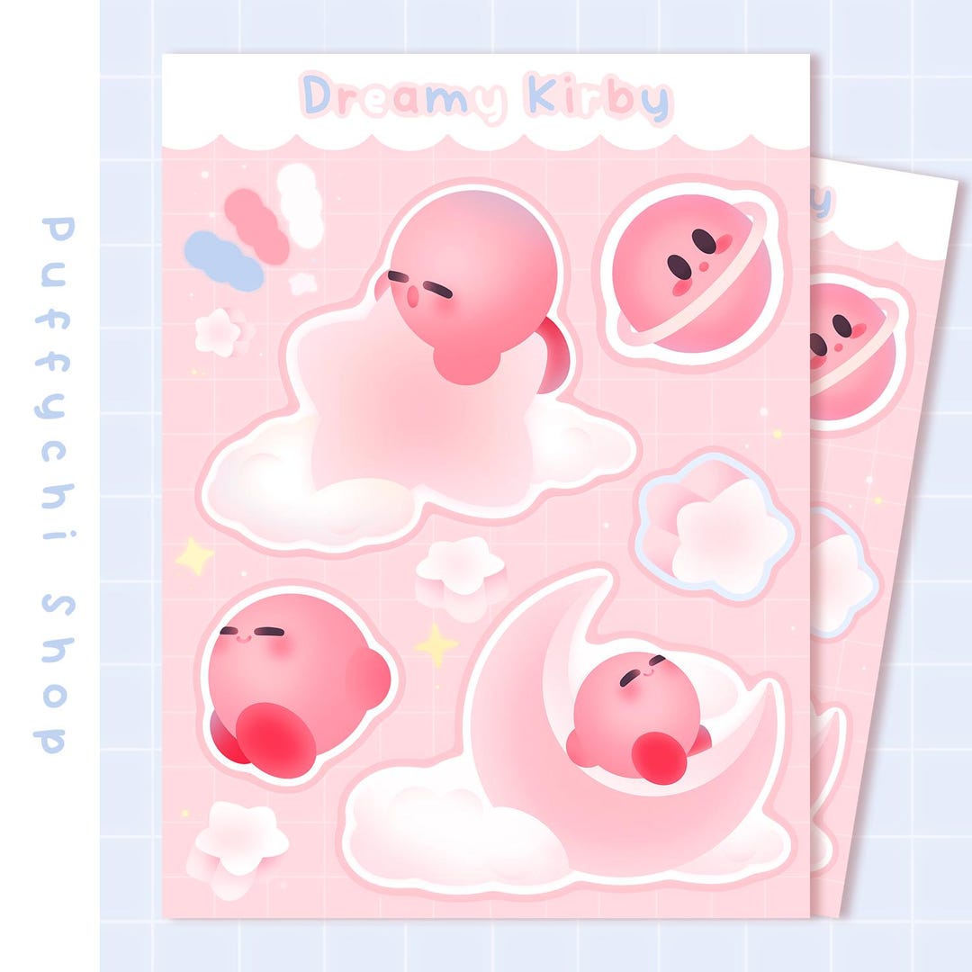 Dreamy Kirby · Cute Stickers · Vinyl Sticker Sheet · Kawaii Stickers - Etsy