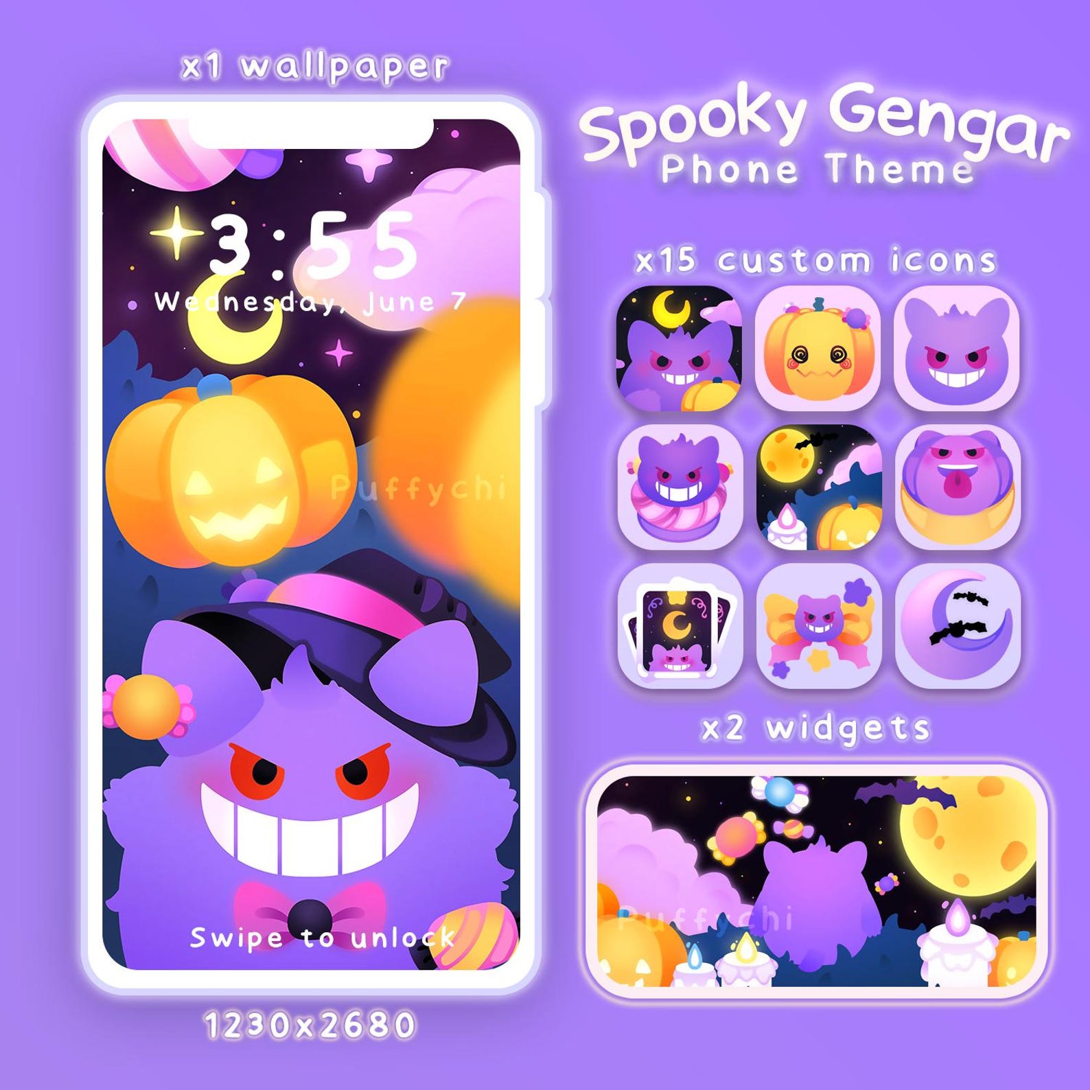 Spooky Gengar - Phone Wallpapers + Icons + Widget - Etsy