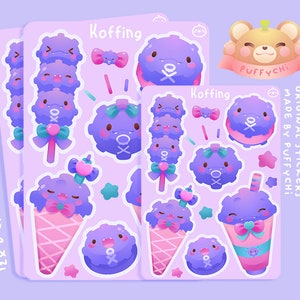 Koffing Stickers Pokemon Stickers Cute Stickers Vinyl Sticker Sheet - Etsy
