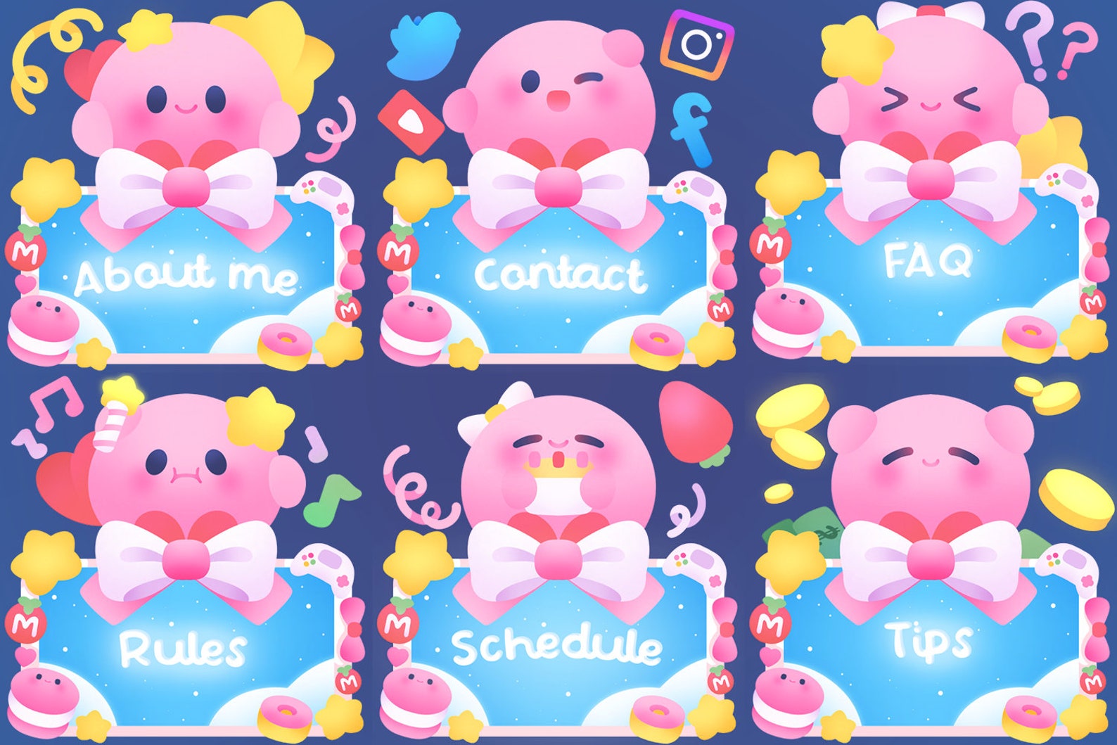 Twitch Stream Overlay and Twitch Panels / Kirby / Cute Stream - Etsy UK