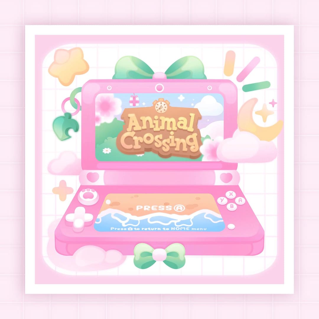 Pastel Pink 3DS · Cute Print · Cartoon Print · Kawaii Print - Etsy