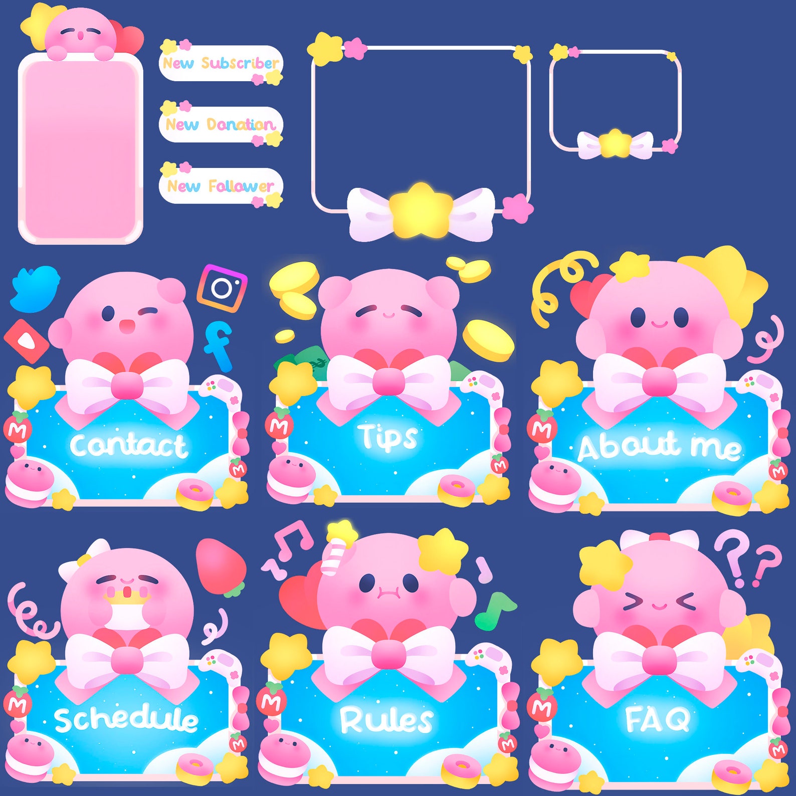 Twitch Stream Overlay and Twitch Panels / Kirby / Cute Stream - Etsy UK