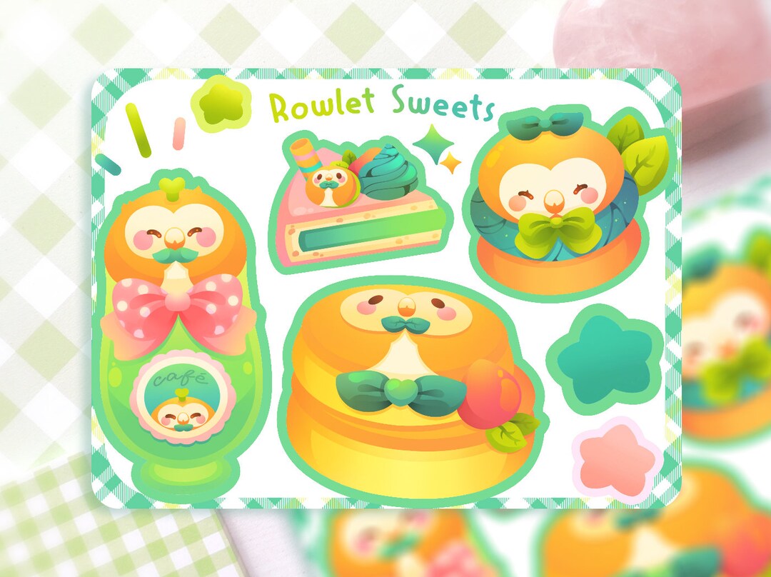 Rowlet Sweets Pokemon Stickers Plant Pokémon Stickers Vinyl Sticker ...