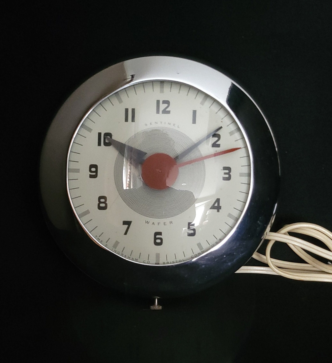 Art Deco Ingraham Sentinel Wafer Wall Clock/ Vintage Electric Kitchen ...