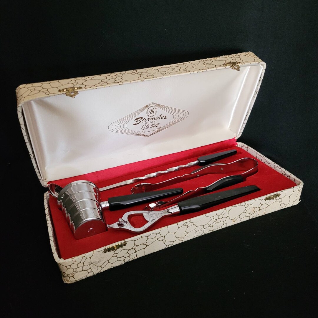 Glo-hill Barmates Box Set/ Vintage 1940 Bakelite Bar Tools/ Mid Century ...