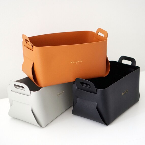 Faux Leather Storage Basket Vegan Leather Organizer Storage | Etsy