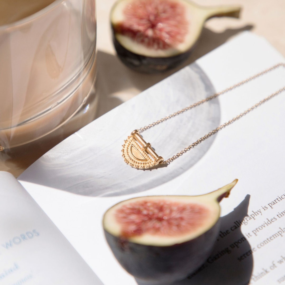 Delicate Half Moon Necklace - Gold Coin Layering Pendant - Boho Lunar ...