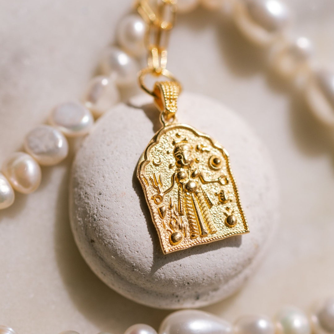 Kali Amulet Pendant - Goddess Coin 22ct Gold Plated Recycled Silver ...