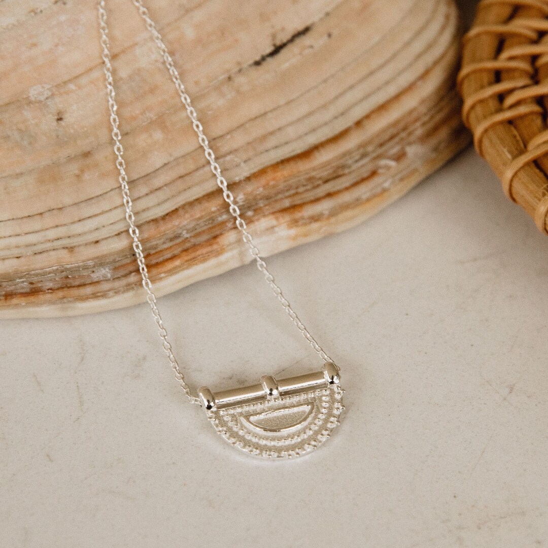 Silver Half Moon Coin Necklace - Delicate Lunar Celestial Layering ...