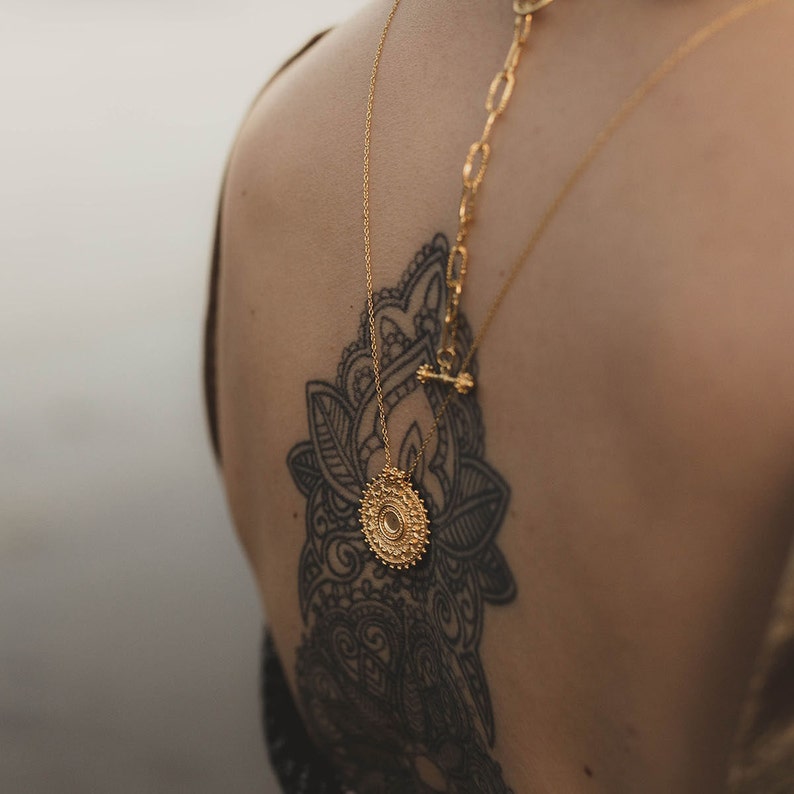 Gold Vermeil Sun Medallion Coin Necklace Boho Mandala Coin - Etsy