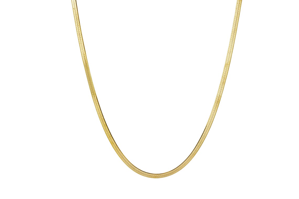 Gold Vermeil Snake Chain - 4mm Snake Chain - Herringbone Snake Chain ...