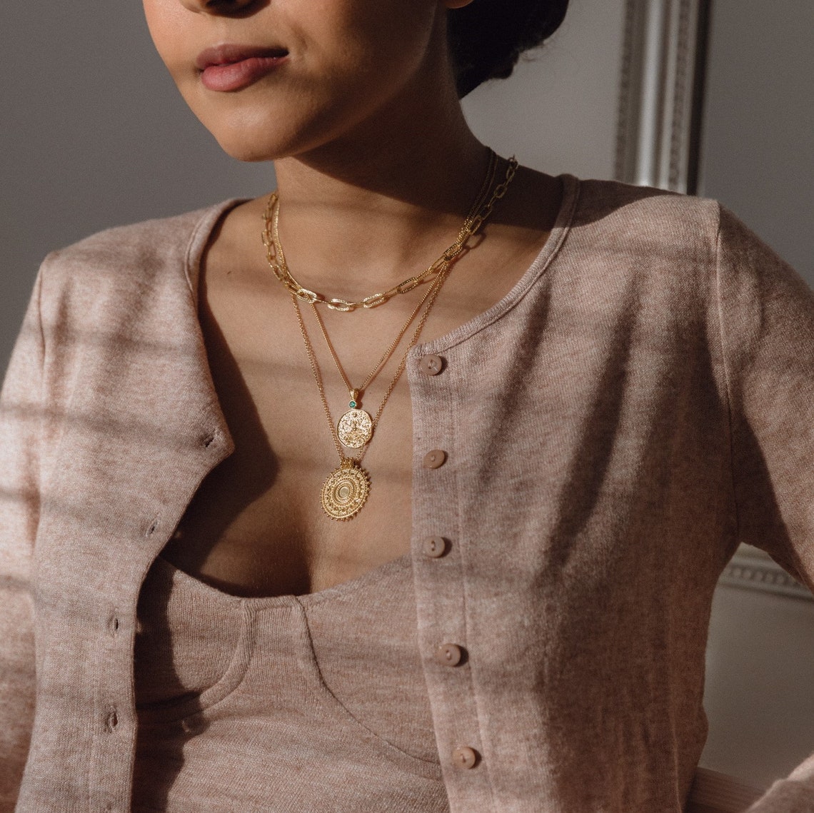 Gold Vermeil Sun Medallion Coin Necklace Boho Mandala Coin - Etsy