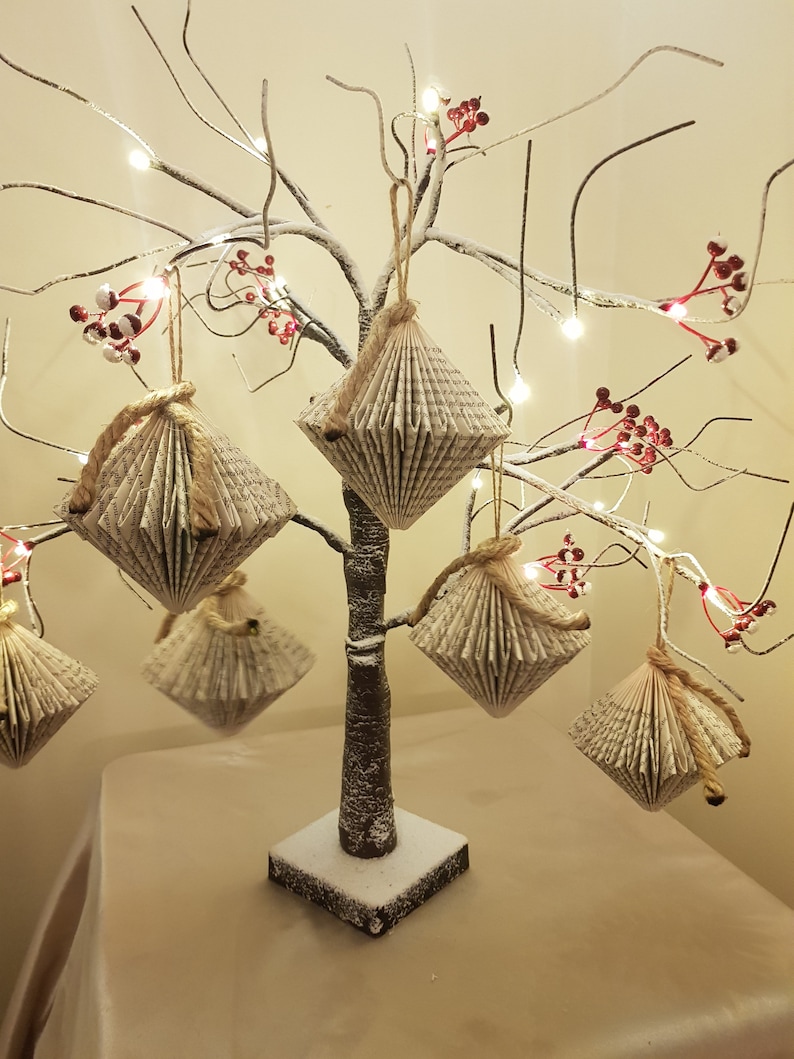 Folded Book Page Baubles Set of 6 Christmas Baubles Paper - Etsy UK