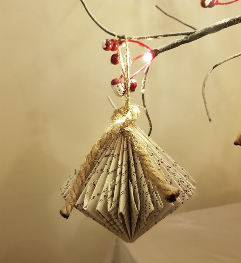 Folded Book Page Baubles Set of 6 Christmas Baubles Paper - Etsy UK