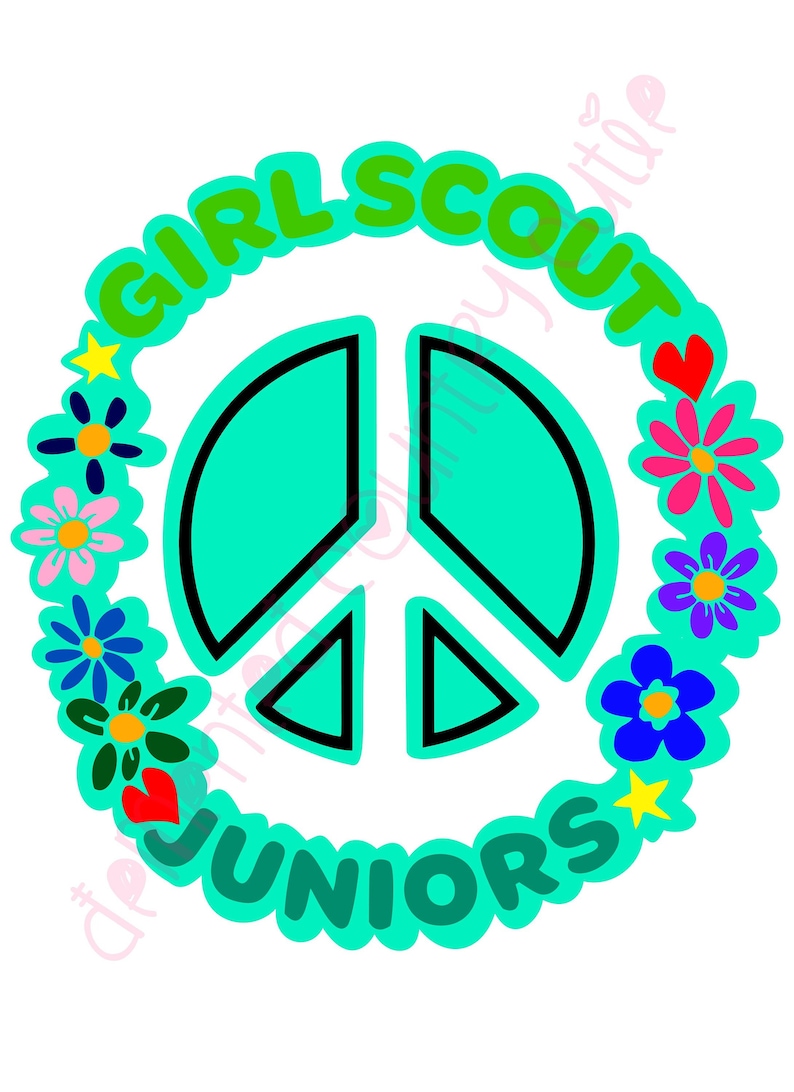 Girl Scouts Junior Juniors Peace Sign Flower Wreath Scout SVG | Etsy