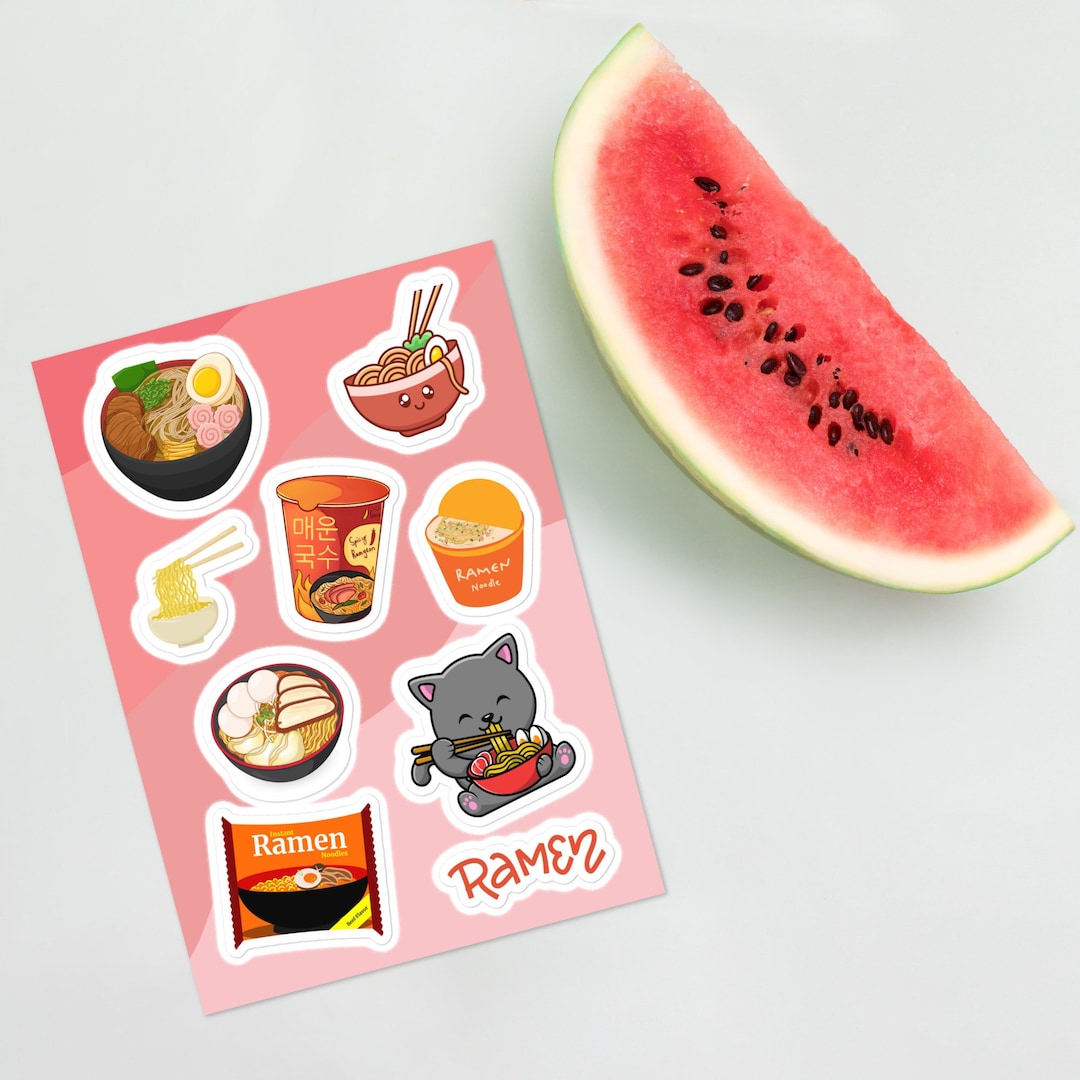 Korean Ramen Food Sticker Sheet - K-drama Ramen Sticker Sheet - Die Cut ...