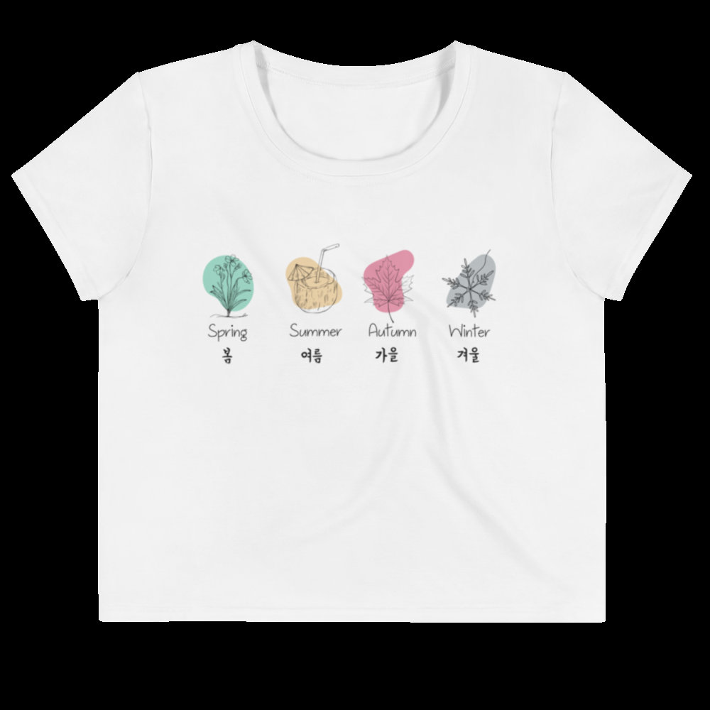 Korean Seasons Hangul Crop Top - Fashion Korean Crop Tee Message ...