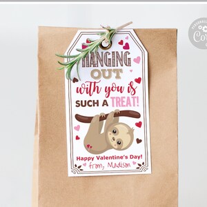 Sloth Valentine's Day Tag Printable, Smores Valentines Tag, Classroom ...