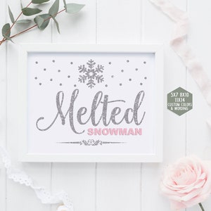 Melted Snowman Sign Printable, Winter Onederland Decorations, Pink and ...